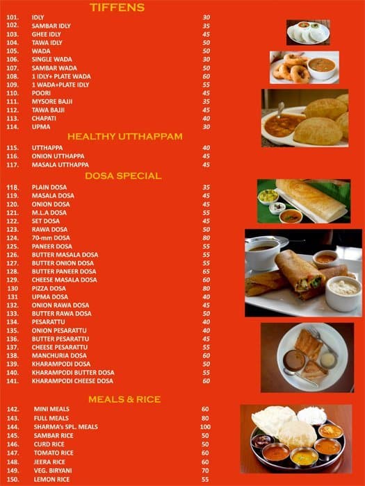 Sharma's Udupi Pure Veg Restaurant Menu - Zomato