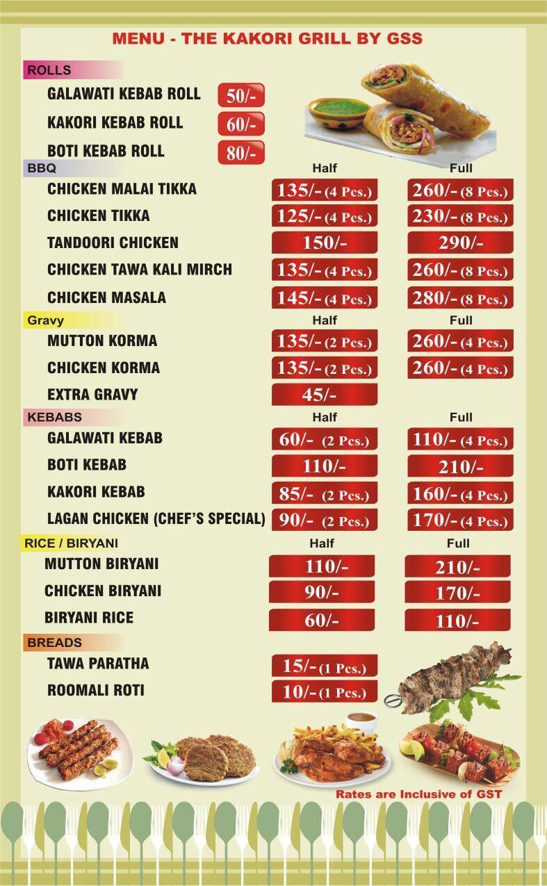 The Kakori Grill Menu, Menu for The Kakori Grill, Charbagh, Lucknow ...