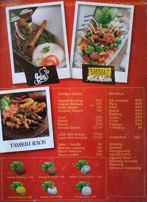 Menu at Seeng Nini restaurant, Jakarta