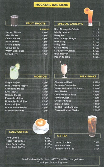 Menu at Cheers mocktail &loungh, Surat
