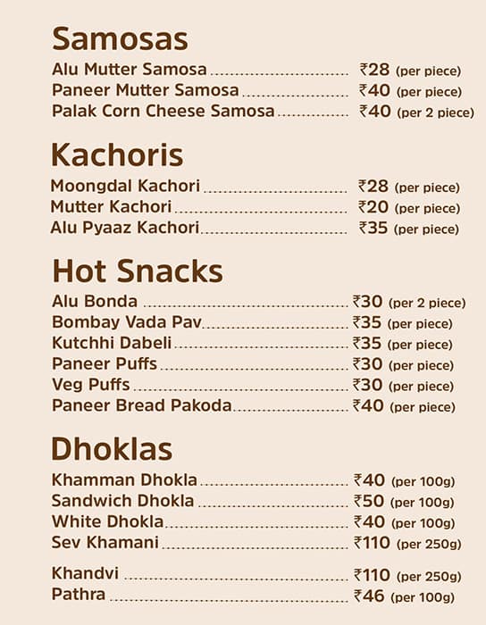 Menu of Sangam Sweets - Since 1964, Whitefield, Bangalore