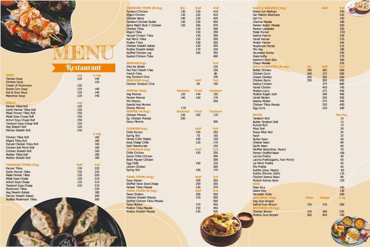 Menu of Namaste Noida, Sector 44, Noida