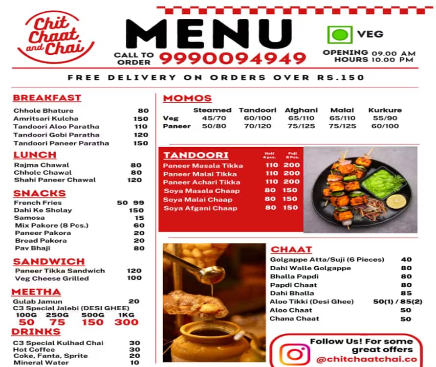 Menu of Chit, Chaat And Chai, Rajouri Garden, New Delhi