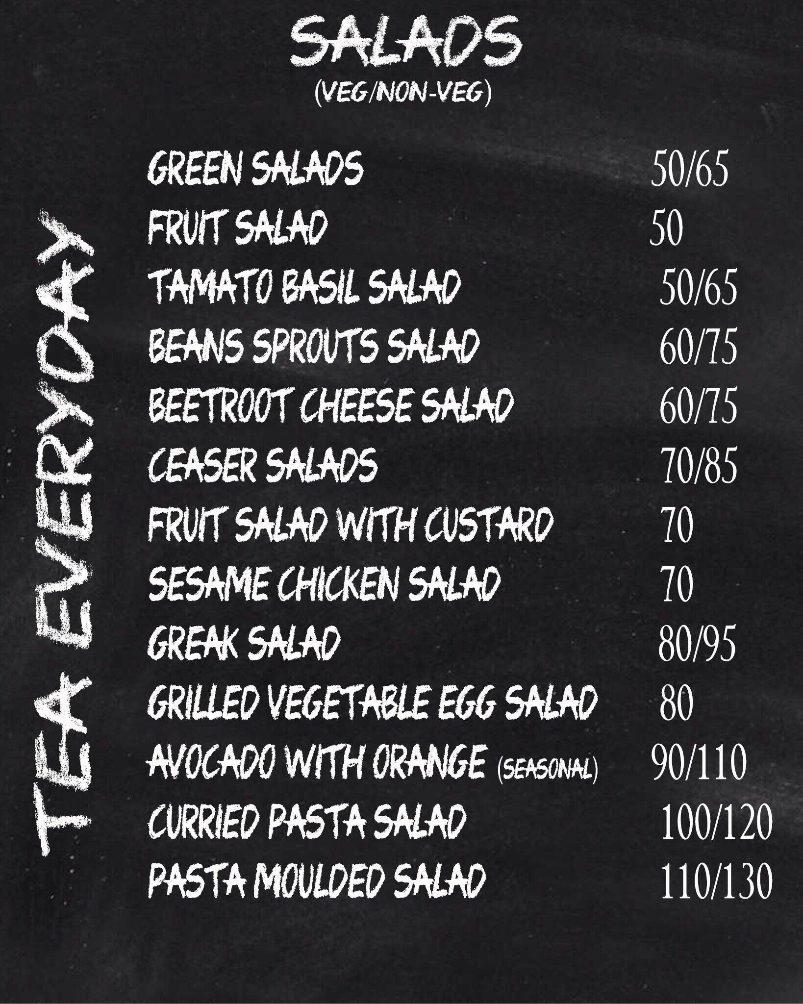 Menu at Tea Everyday, Bengaluru