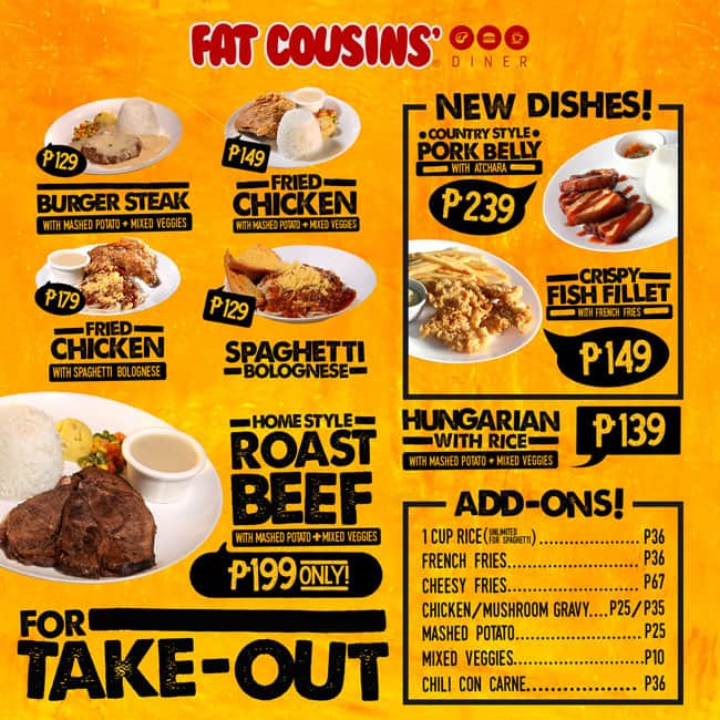 Carta del restaurante Fat Cousins', Ciudad Quezon