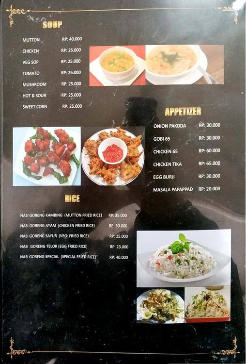 Menu at Martabak Har restaurant, Jakarta, Hayam Wuruk street no. 19