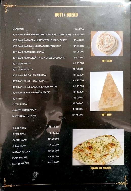 Menu at Martabak Har restaurant, Jakarta, Hayam Wuruk street no. 19