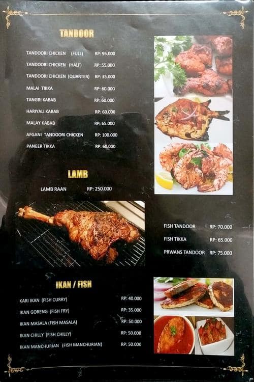Menu at Martabak Har restaurant, Jakarta, Hayam Wuruk street no. 19