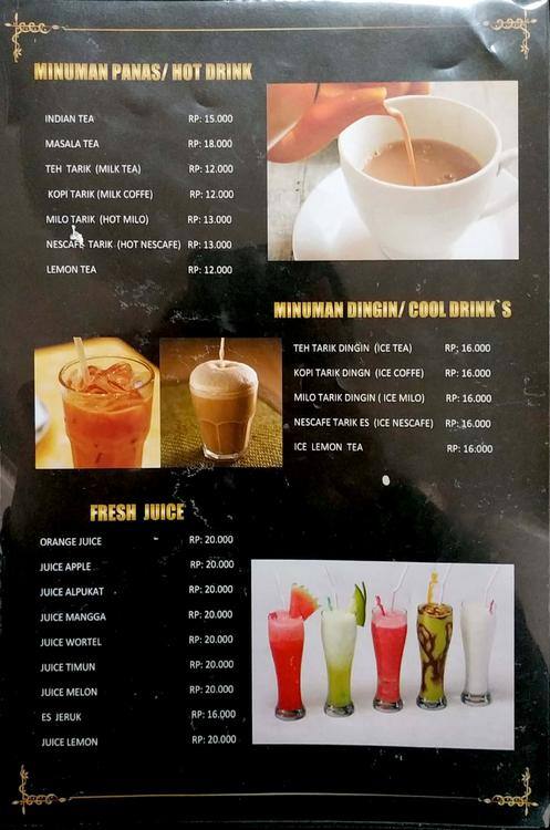 Menu at Martabak Har restaurant, Jakarta, Hayam Wuruk street no. 19
