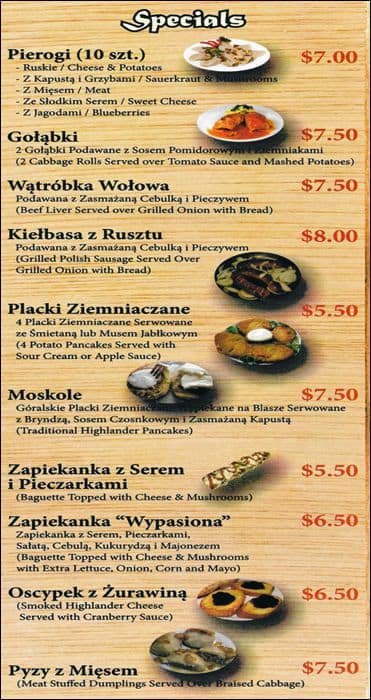 Menu at Bacowka Polish Good Food, Schaumburg