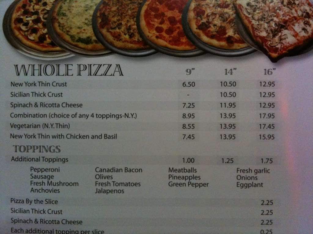 New York Pizza & Pasta Menu - Urbanspoon/Zomato
