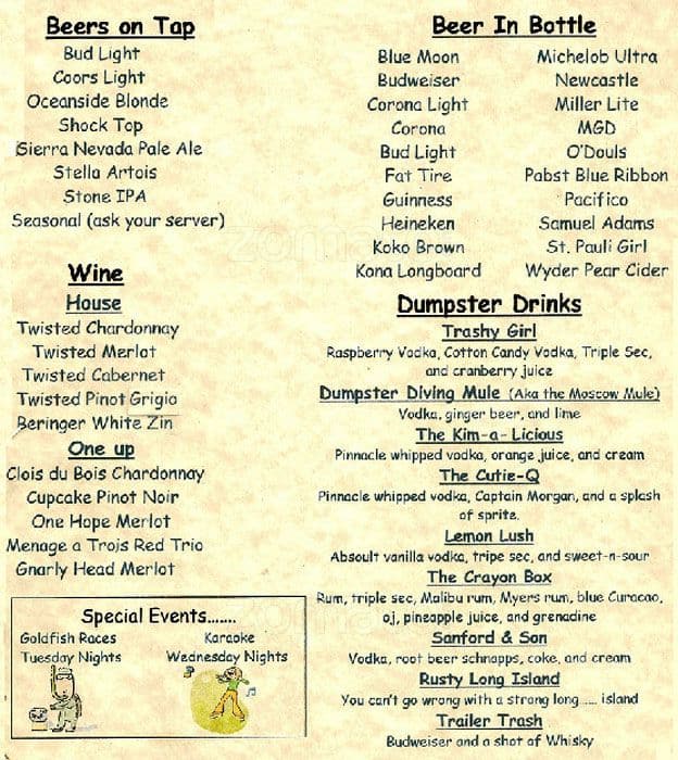 Junkyard Bar & Grill Menu, Menu for Junkyard Bar & Grill, Oceanside ...