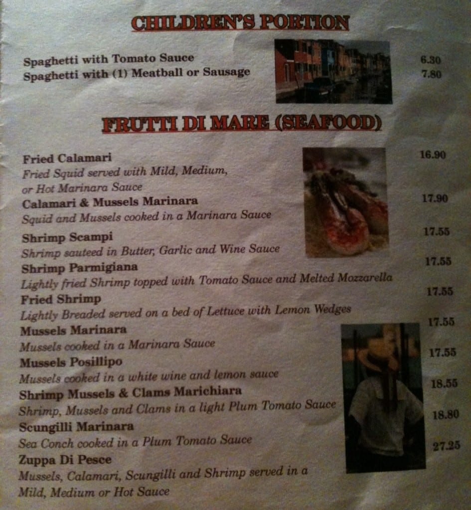 Menu at Pompei Pizza Restaurant, Rocky Point