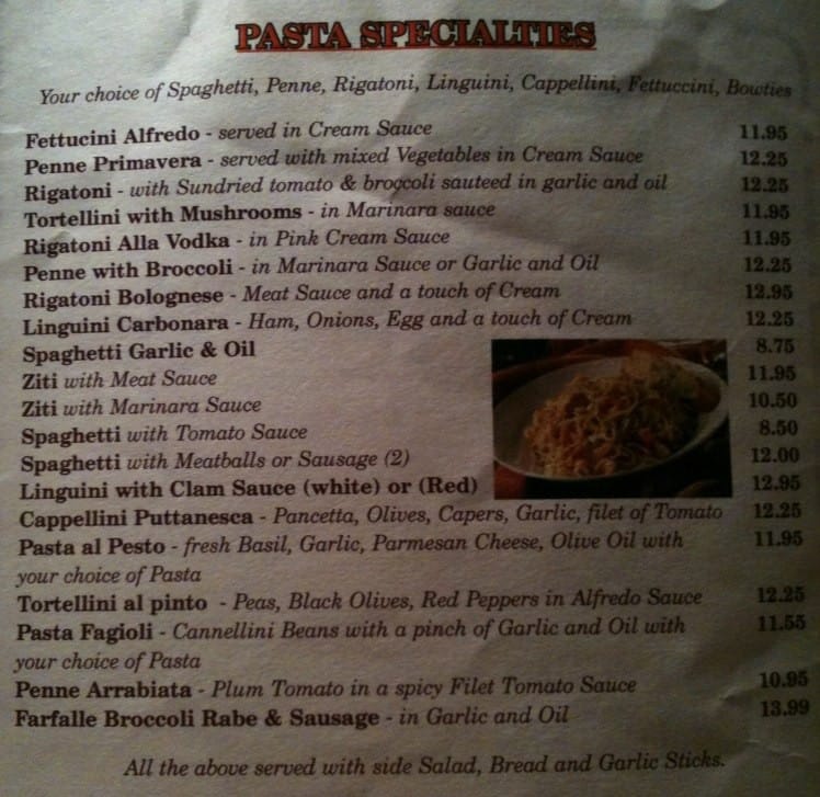 Menu at Pompei Pizza Restaurant, Rocky Point