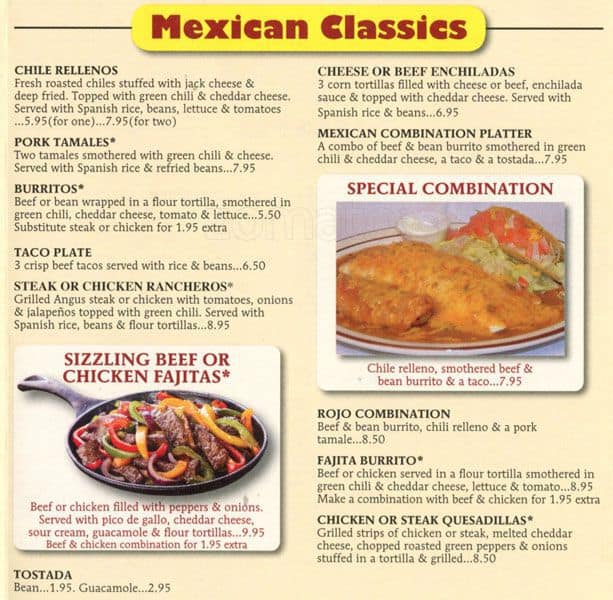 Menu at Mr. Egg restaurant, Denver