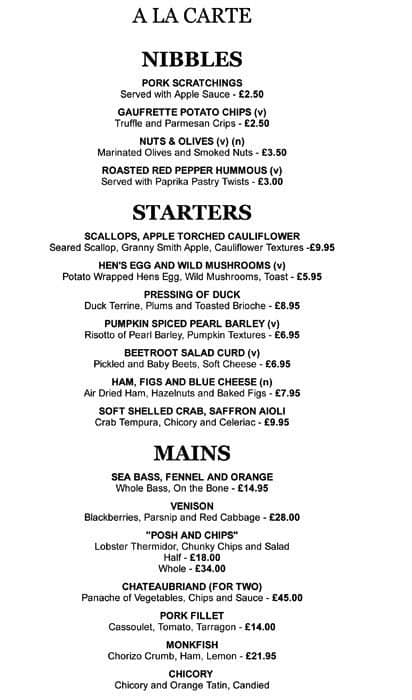 Menu at Provenance Food Hall & Restaurant, Westhoughton