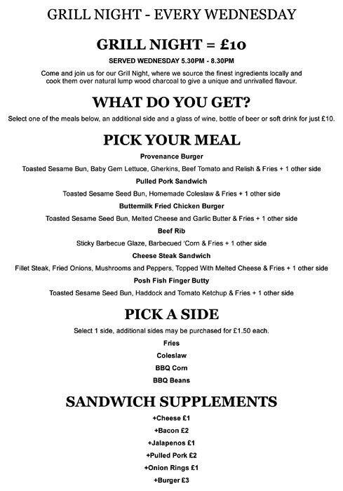 Menu at Provenance Food Hall & Restaurant, Westhoughton