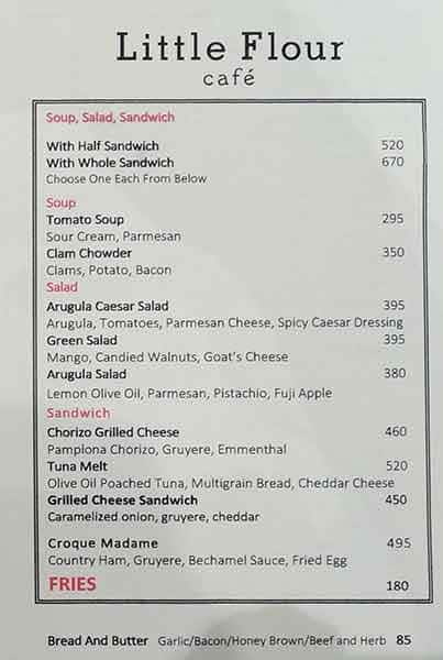Menu at Little Flour Café cafe, Mandaluyong