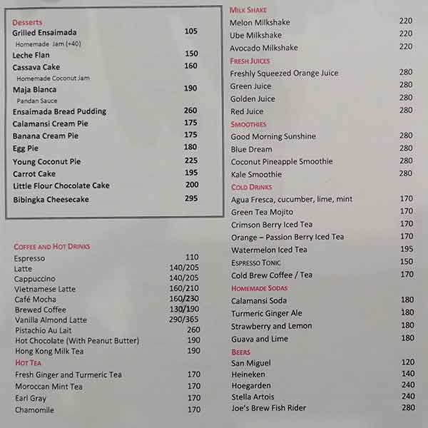Menu at Little Flour Café cafe, Mandaluyong