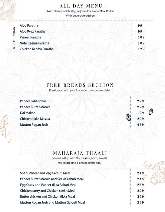 Menu of Raja Bhoj & Co., Vasant Vihar, New Delhi