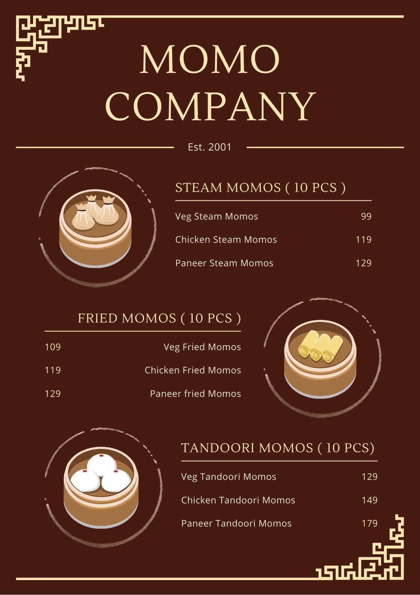 Menu of Momo Company, Sohna Road, Gurgaon