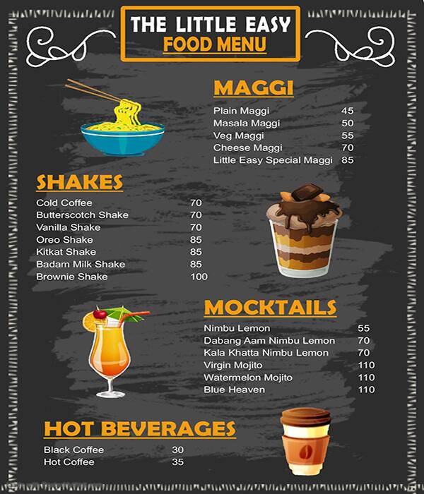 Menu of The Little Easy, Bhikaji Cama Place, New Delhi