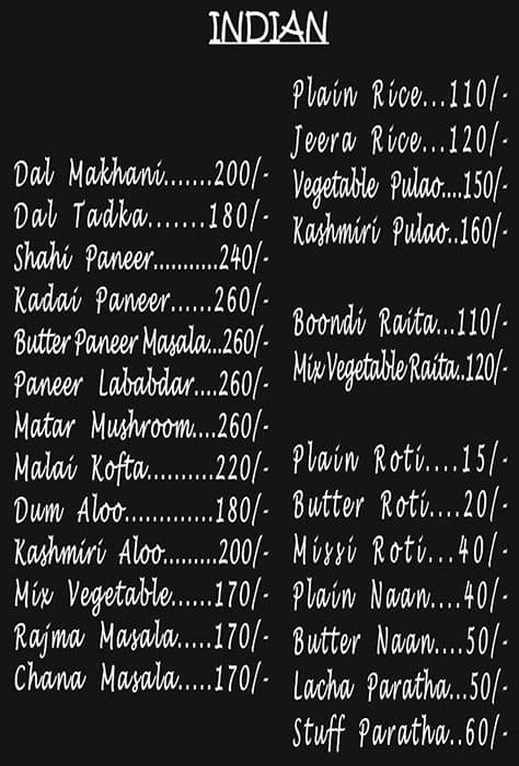 Menu at Chatorey Family Restaurant, Agra