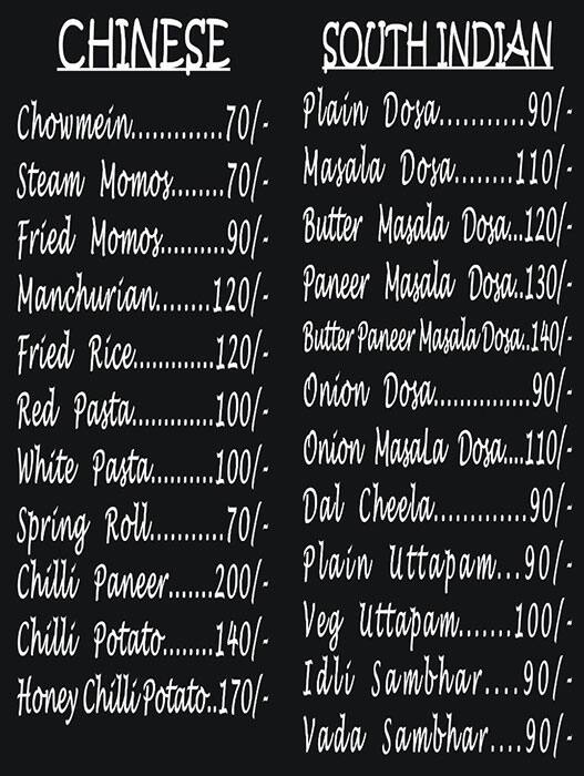 Menu at Chatorey Family Restaurant, Agra