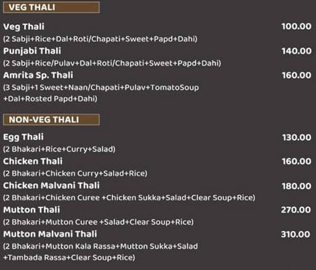 Menu of Amrita Family Restaurant, Narhe, Pune