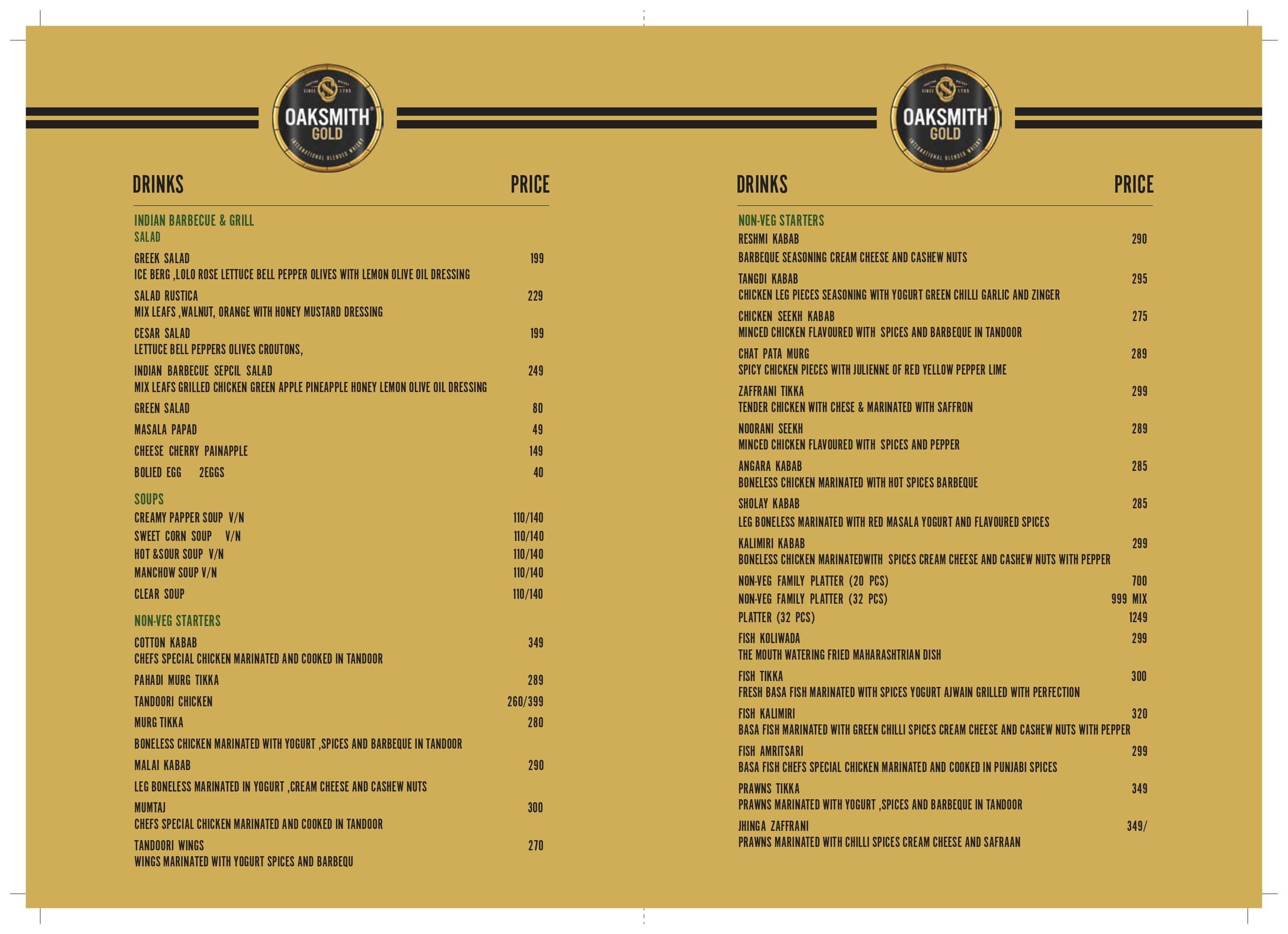 Menu of Space Restaurant, Dhanori, Pune