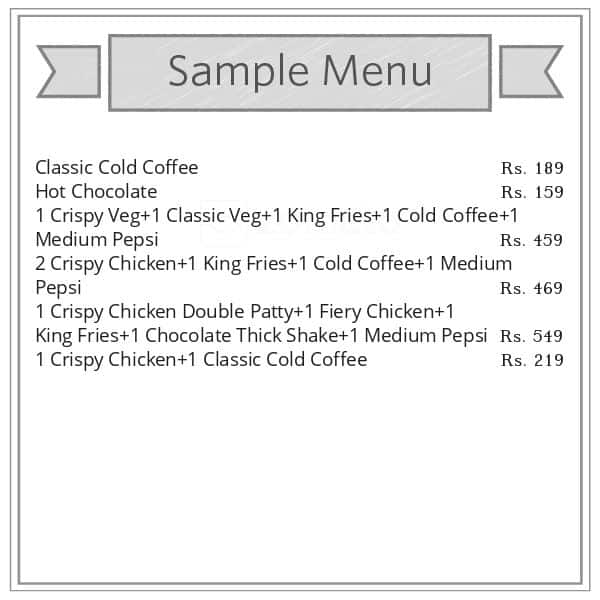 Menu of BK Cafe By Burger King, Whitefield, Bangalore