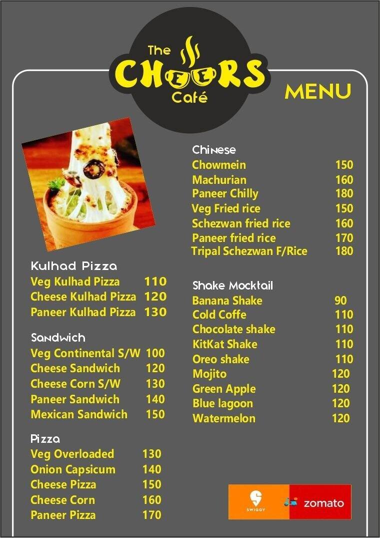 Menu of The Cheers Cafe, Govind Nagar, Raipur
