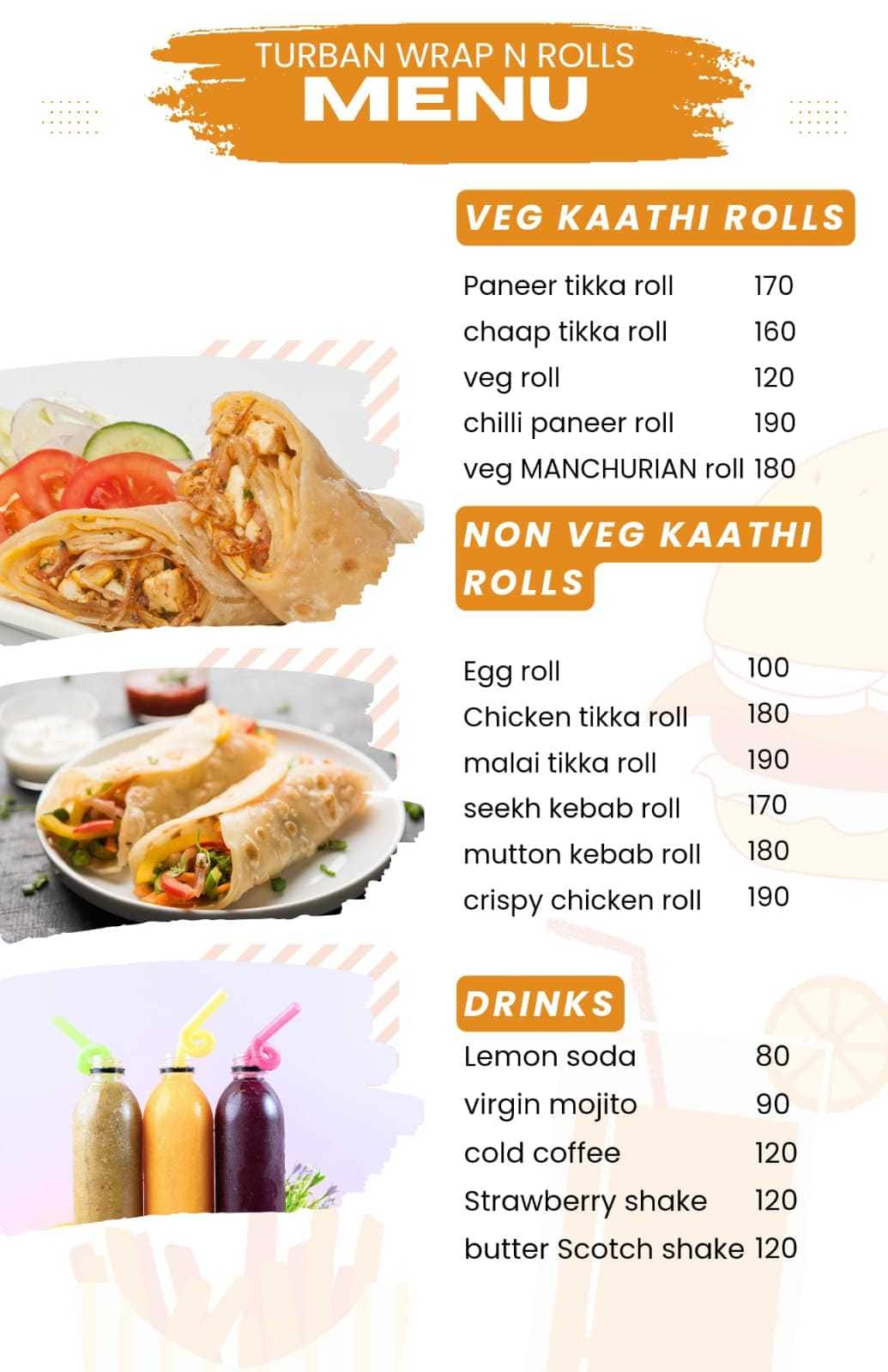 Menu of Turban Wrap N Rolls, Jail Road, New Delhi