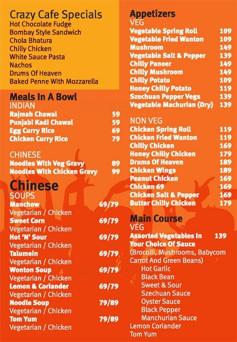 Crazy Cafe Menu, Menu for Crazy Cafe, Satyaniketan, New Delhi - Zomato