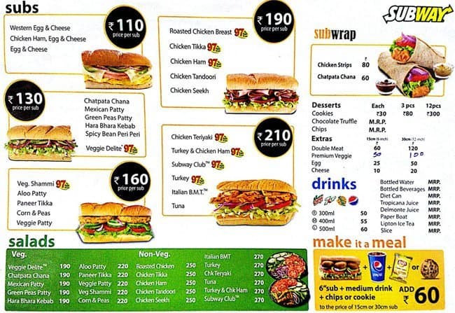 Subway Menu, Menu for Subway, Anna Nagar East, Chennai - Zomato