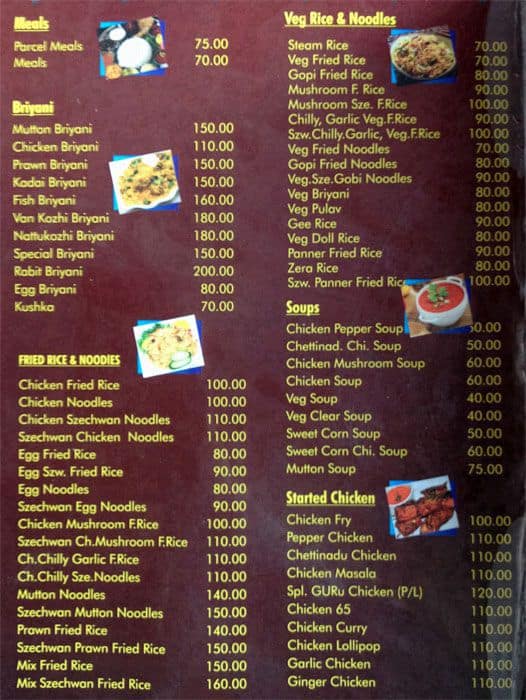 Menu at Hotel Guru, Chennai, No 1/35