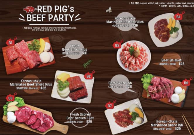Menu at Red Pig BBQ, Auckland, /2 Kitchener St