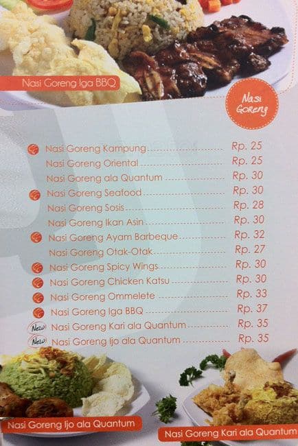 Menu at Quantum Bistro restaurant, Depok, Jl. Cinere Raya