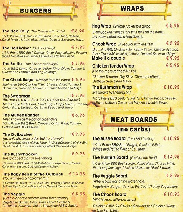 Menu at Aussie Outback Tallaght BBQ, Dublin, IE Co. Dublin Dublin 24 ...