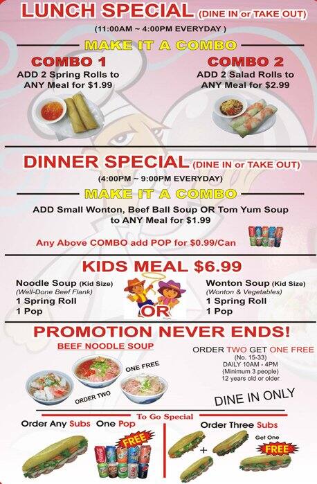 Menu au Vietnam Palace Grill & Noodle House, Calgary, Symons Valley Rd NW