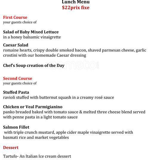 Menu at Bella Notte Ristorante restaurant, Whitby, Brock St N