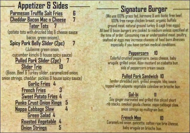 Village Burger Bar Menu, Menu for Village Burger Bar, Saratoga ...