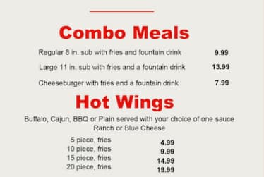 Menu at The Philly Cheesesteak Factory restaurant, Midlothian