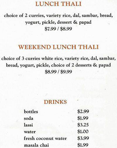 Menu at Southern Spice restaurant, Irving