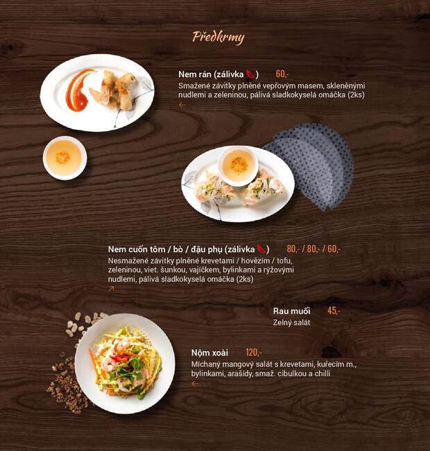 Menu at Bep Viet restaurant, Prague, 2
