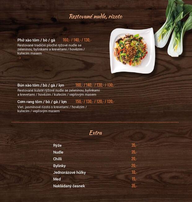Menu at Bep Viet restaurant, Prague, 2