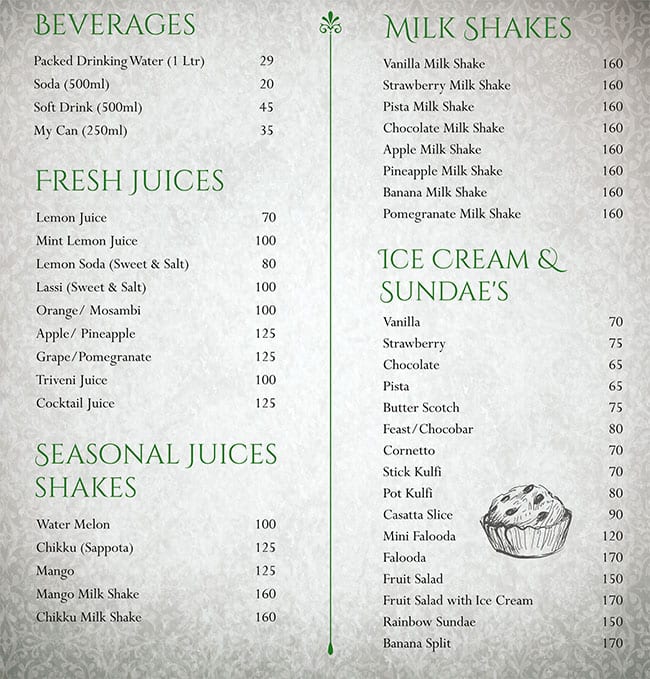 Menu of Ponnusamy Hotel, Nungambakkam, Chennai