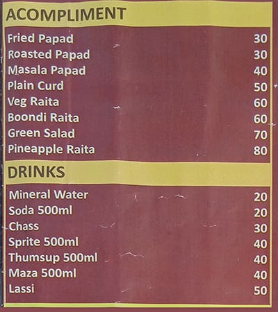 Menu of Masalaa Family Restaurant, Ulwe, Navi Mumbai