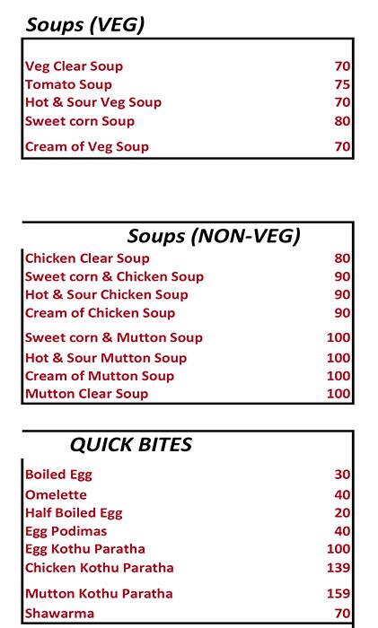 Menu of Taj Mughalai, Maduravoyal, Chennai