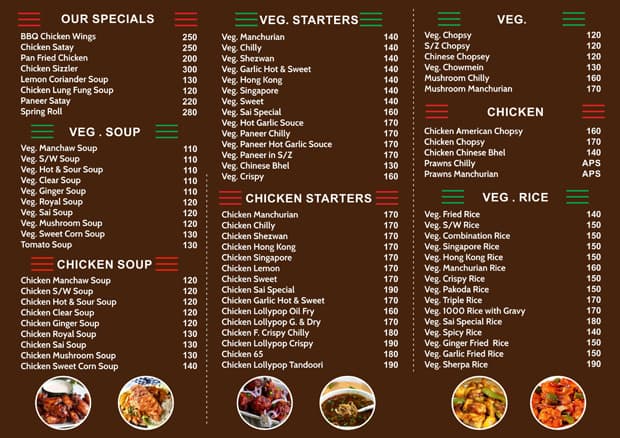 Menu of Sai Family Chinese, Bhandup, Mumbai